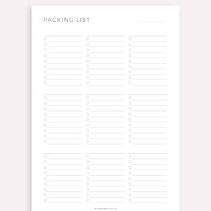 Printable Travel Packing List - Travel Documents, Electronics, Clothes ...
