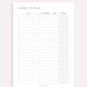Video Games to Play, Gaming Journal, Printable Gamer Log, A4/a5/letter ...