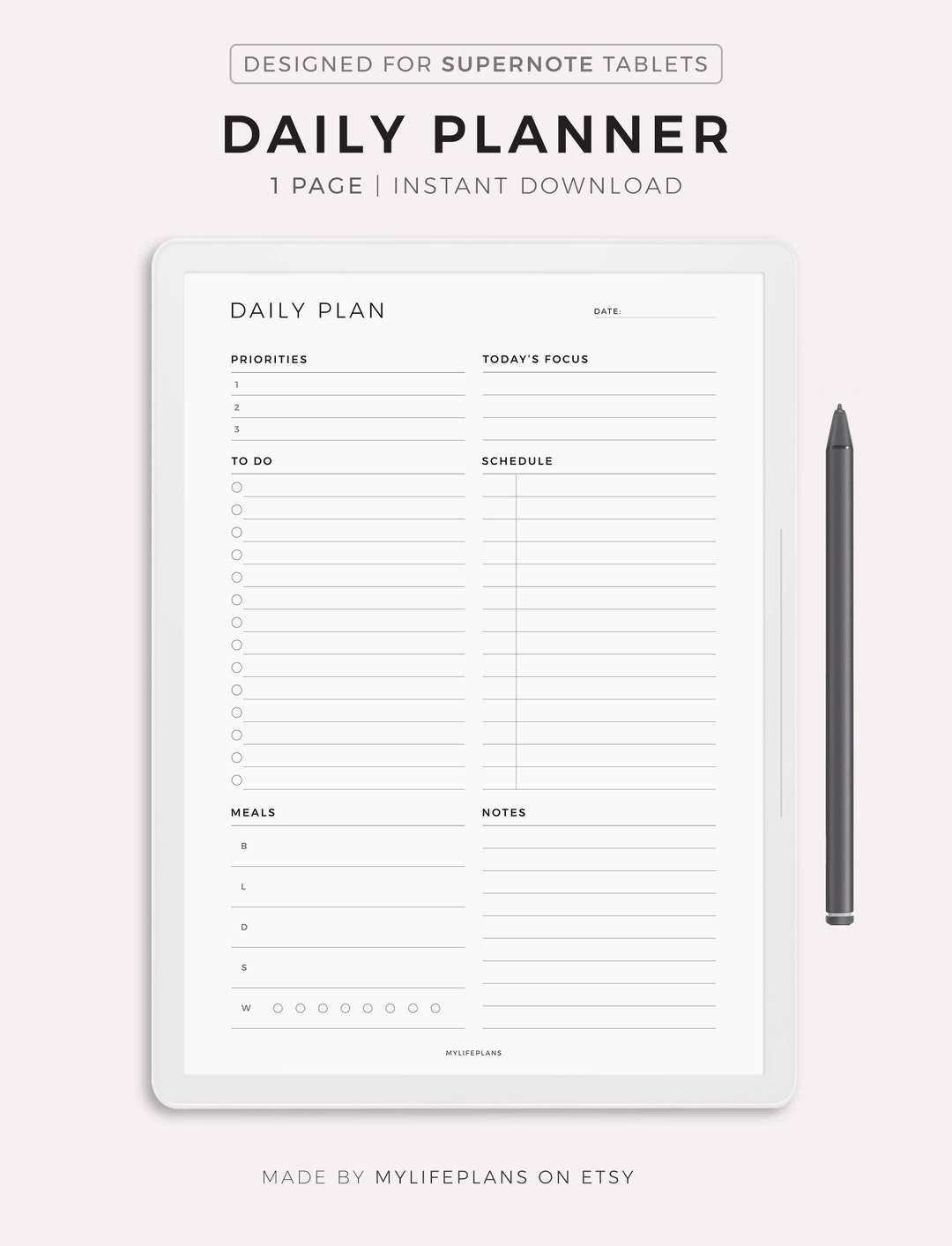 Daily Planner for Supernote A5X2/A5X/A5/A6X2/A6X/A6, Instant Download ...