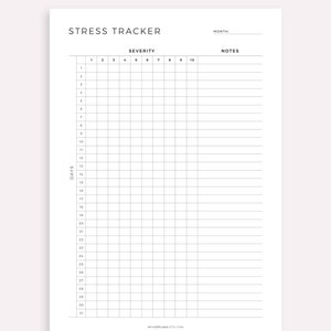 Monthly Stress Tracker Printable Template, Track Daily Stress Levels ...