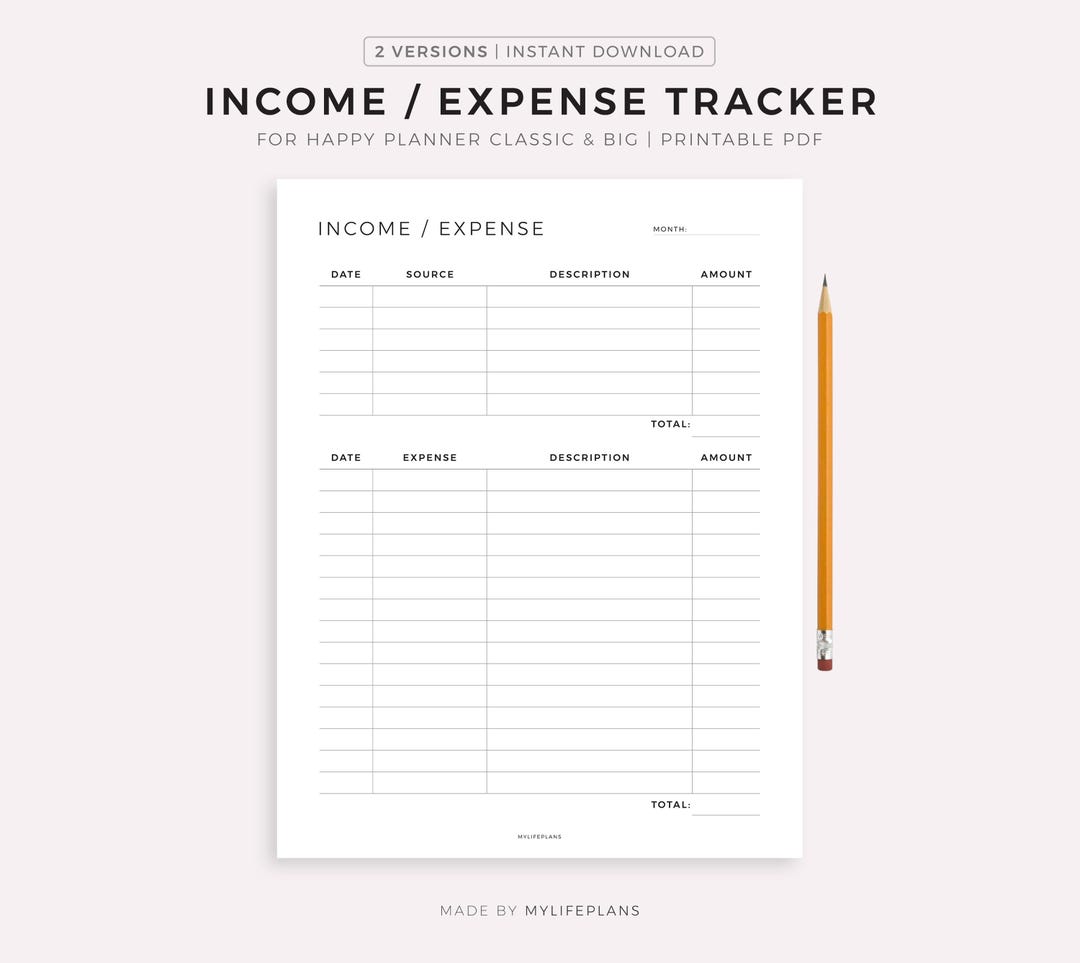 Income Tracker, Expense Tracker, Monthly Budget Template for Happy ...