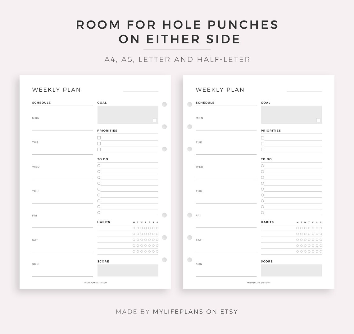Productivity Weekly Planner Printable Weekly Goal Planner - Etsy