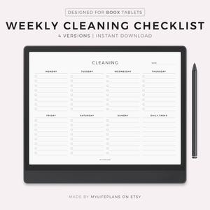 Weekly Cleaning Checklist, Landscape, Compatible With Boox Note Series ...