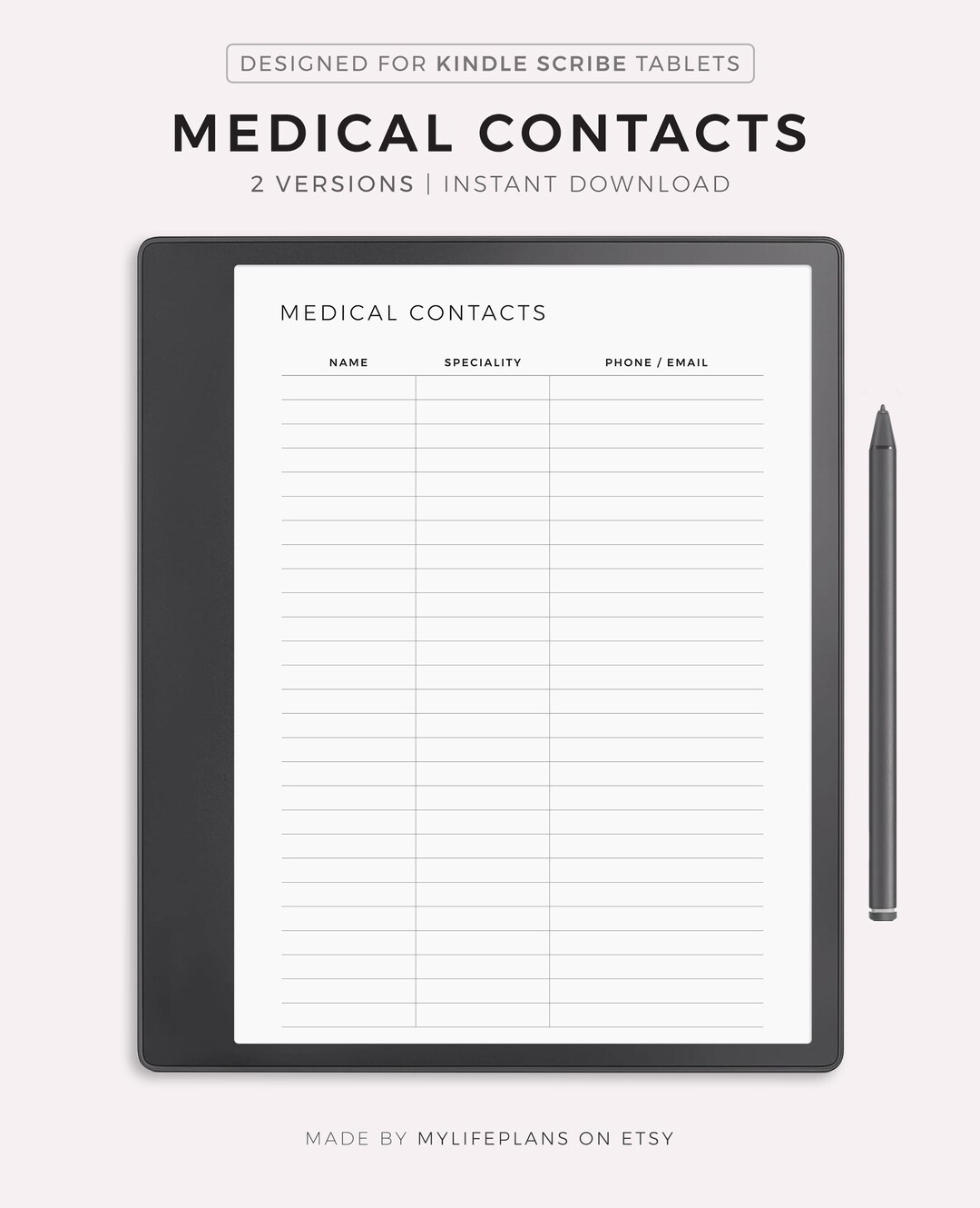 Medical Contacts List Template, Healthcare Contacts, Doctor Contacts ...