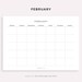 Undated Monthly Calendar Printable Landscape, Minimalist Calendar ...
