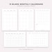Blank Calendar Inserts Bundle Printable, A4/a5/letter/half Letter ...