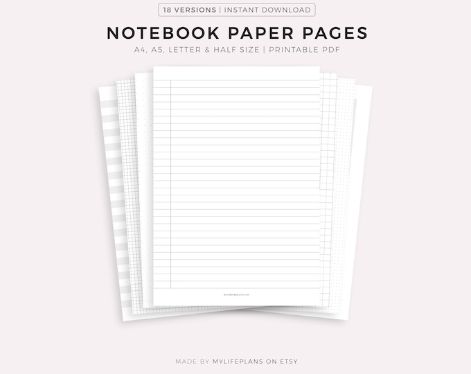 Lined Dot Grid Paper Printable, Writing Paper, Blank Notes, Study Note ...