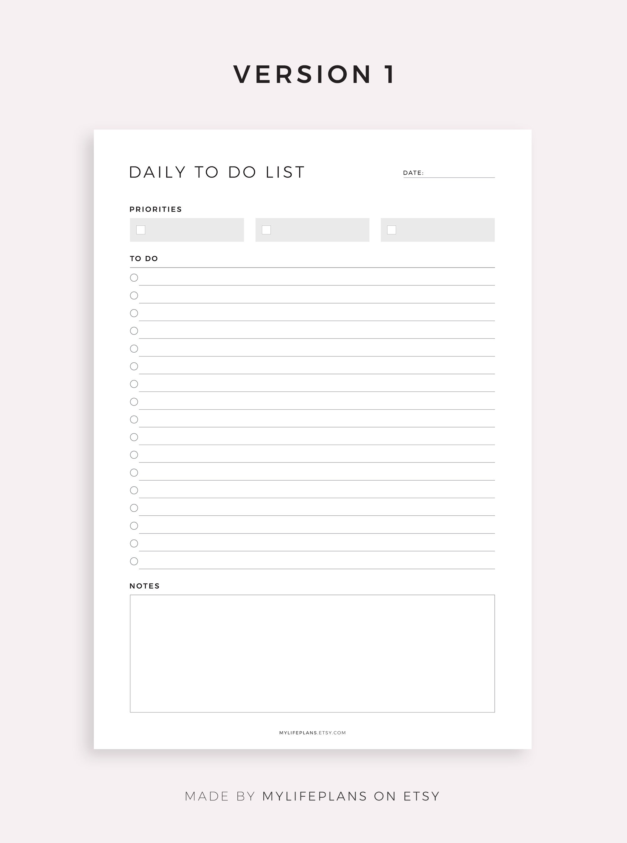 Printable Daily to Do List Template, Daily Task List, Minimal Daily ...