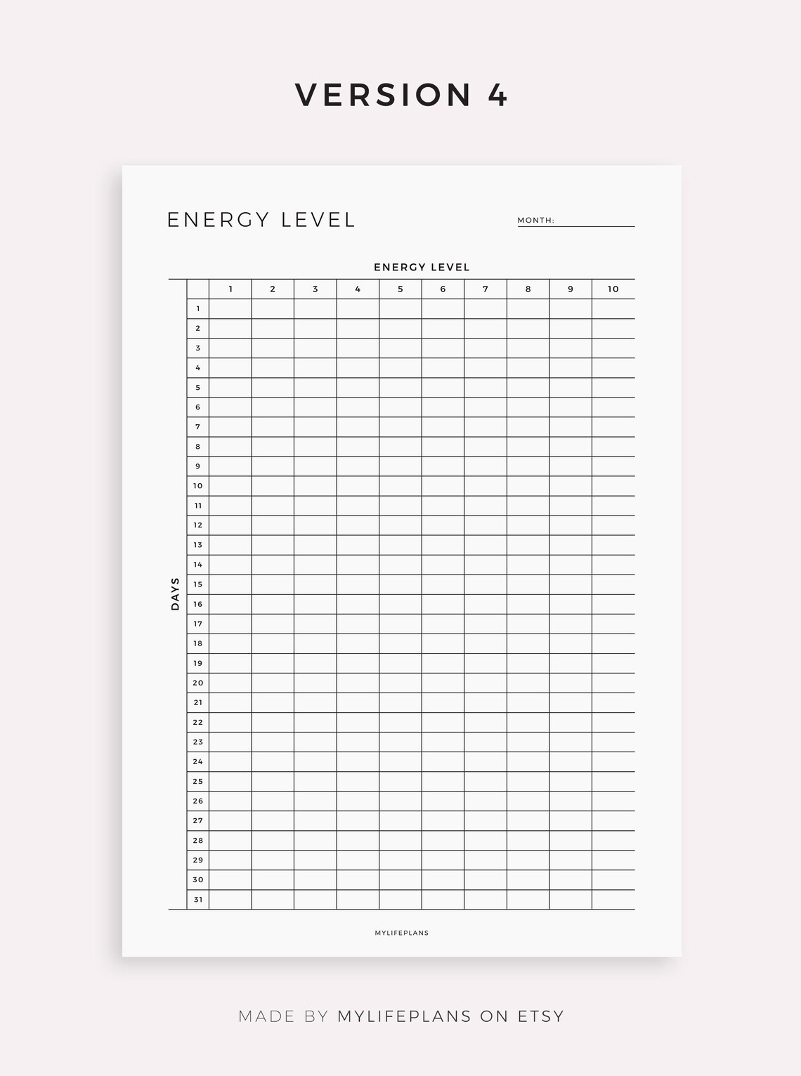 Daily Energy Level Tracker for Remarkable Paper Pro, Track Monthly ...