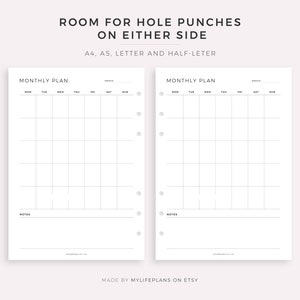 Simple Monthly Planner Printable, Minimal Monthly Schedule, Monday and ...