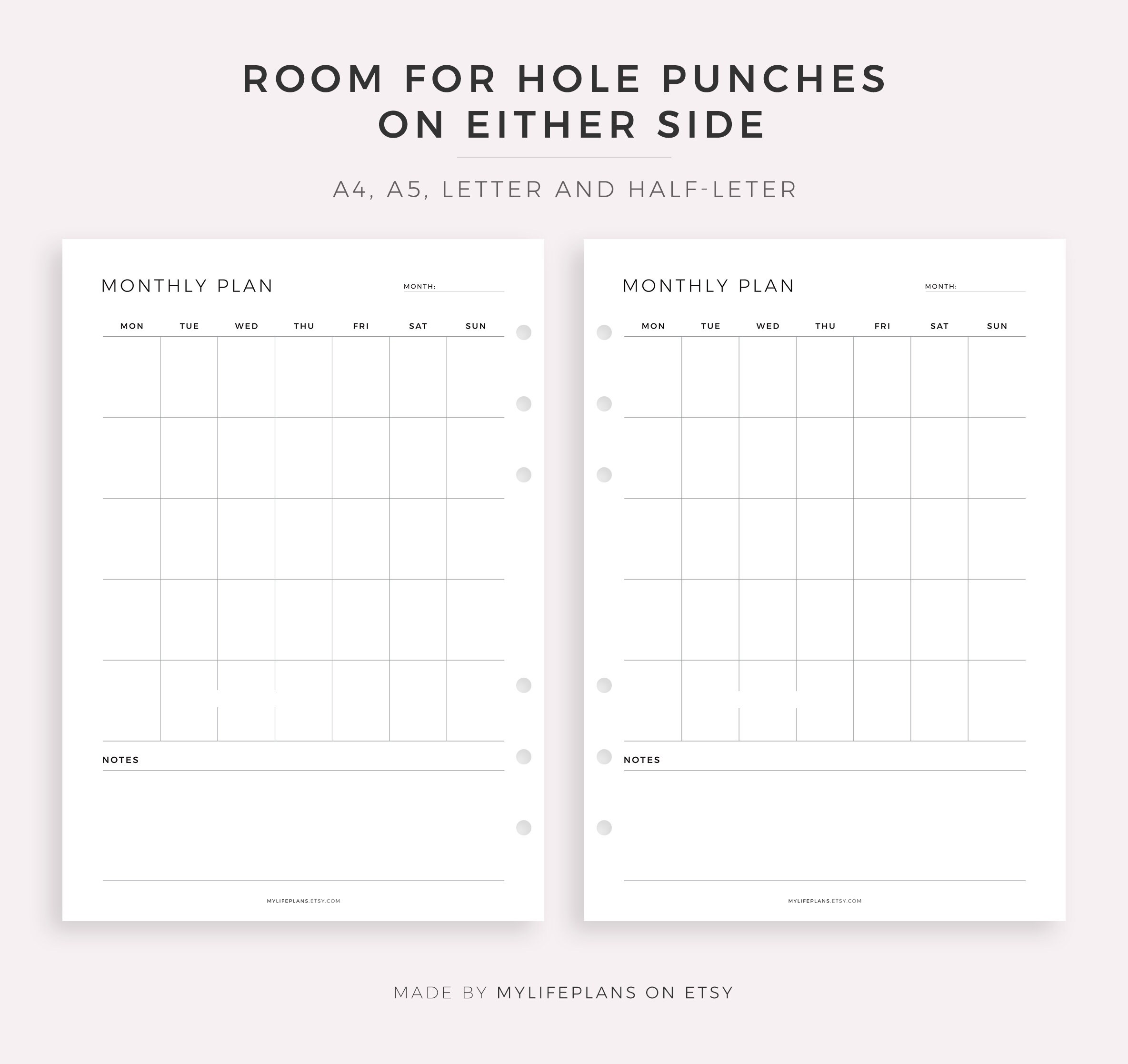 Simple Monthly Planner Printable Minimal Monthly Schedule - Etsy