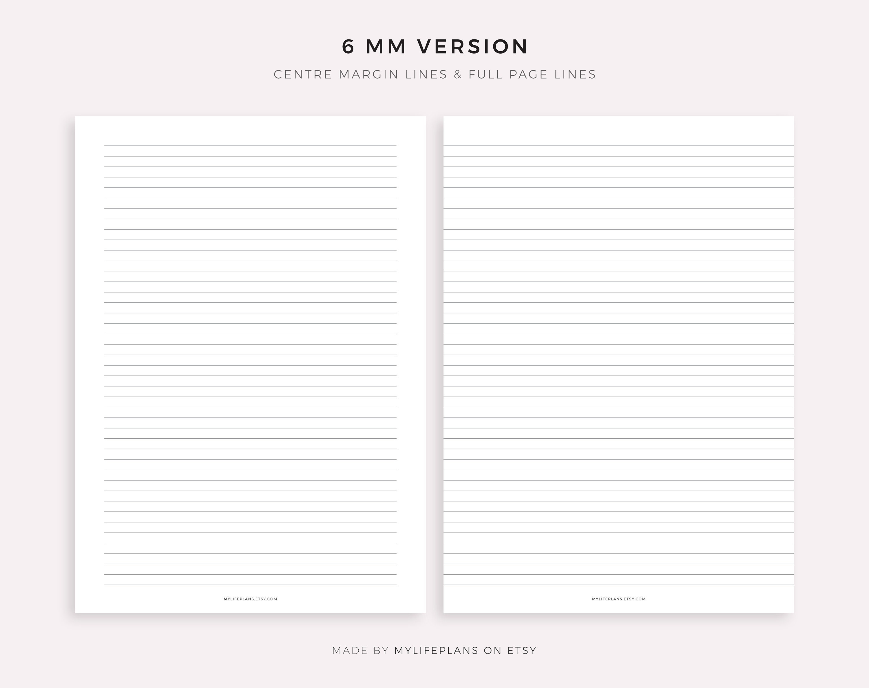 Lined Paper Different Spacing 6mm 8mm 10mm 12mm 14mm - Etsy