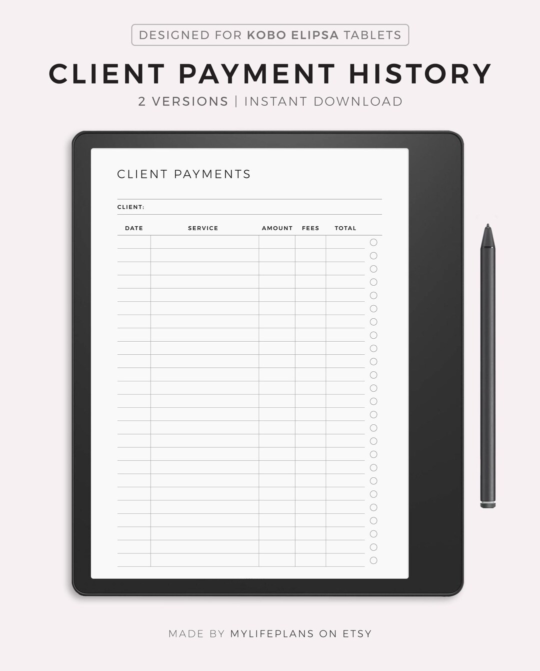 Client Payment History Tracker, Client Payment Log, Client Book ...