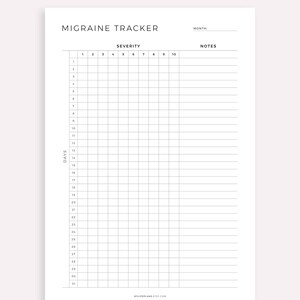 Monthly Migraine Tracker Printable Template, Headache Pain Tracker ...