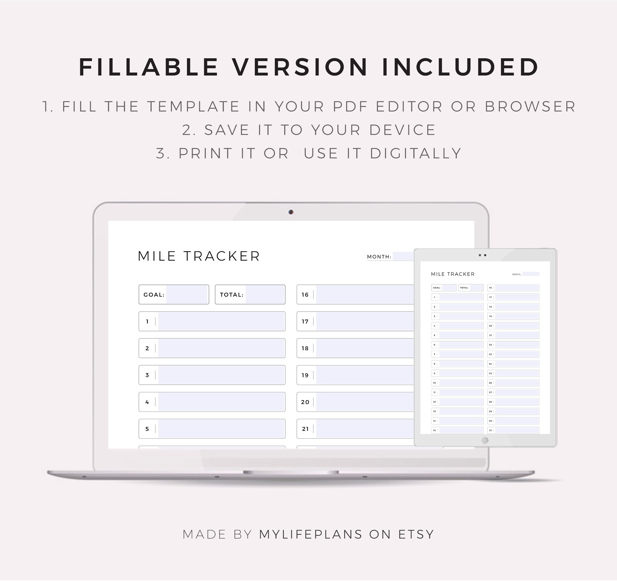 Monthly Mile Tracker Printable Running Tracker Walking - Etsy