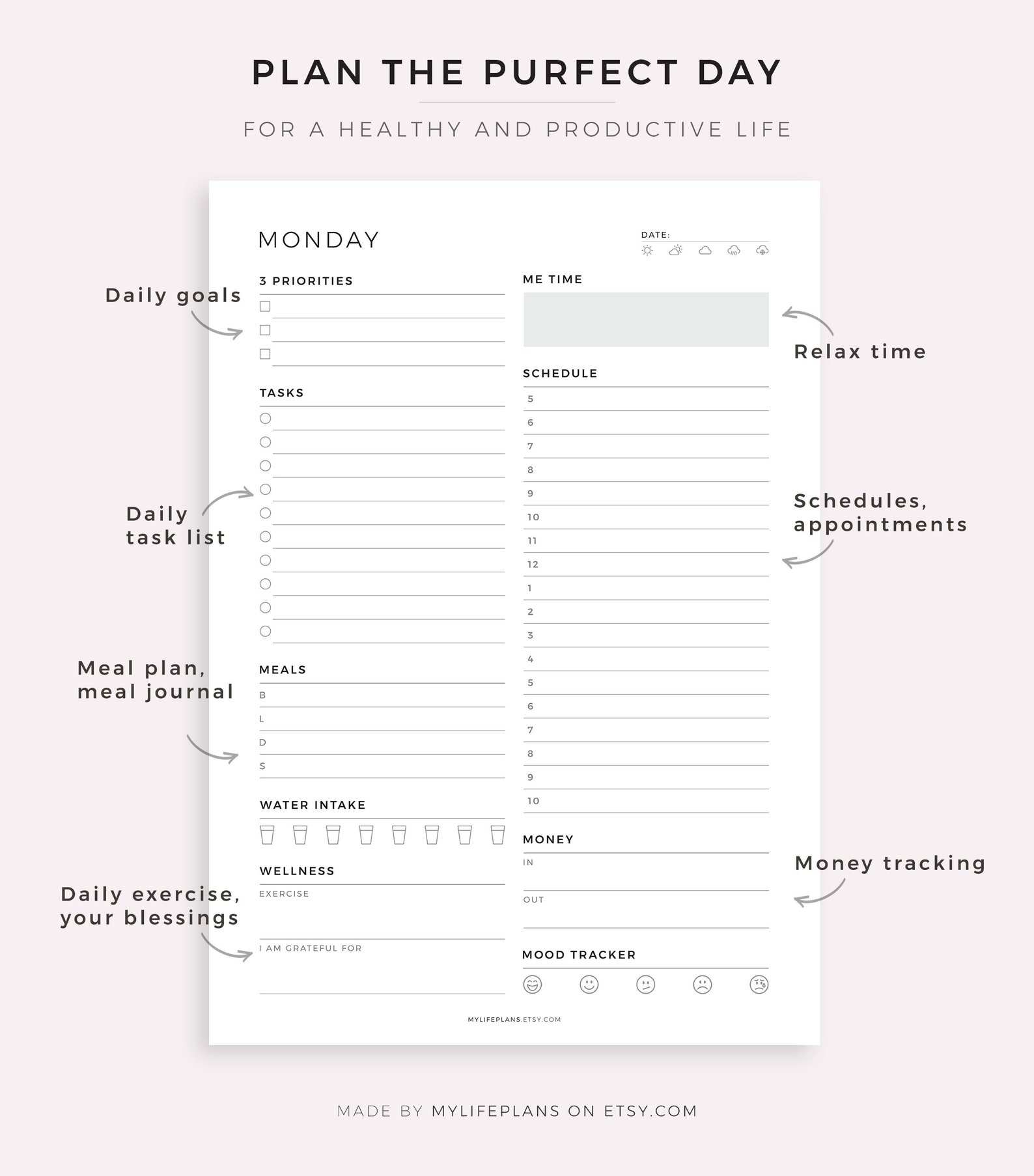 7 Day Planner Printable, Weekly Planner, Daily to Do List for Work ...