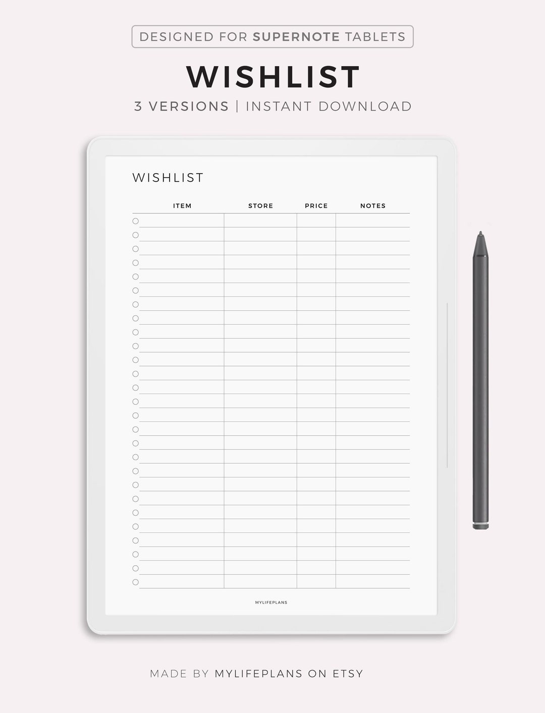 Simple Wishlist Page for Supernote A5X2/A5X/A5/A6X2/A6X/A6, Holiday ...