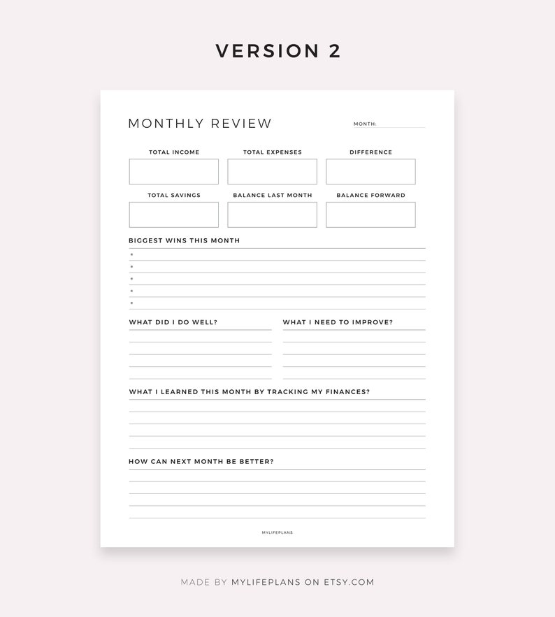Monthly Financial Review, Financial Reflection, Budgeting Evaluation ...