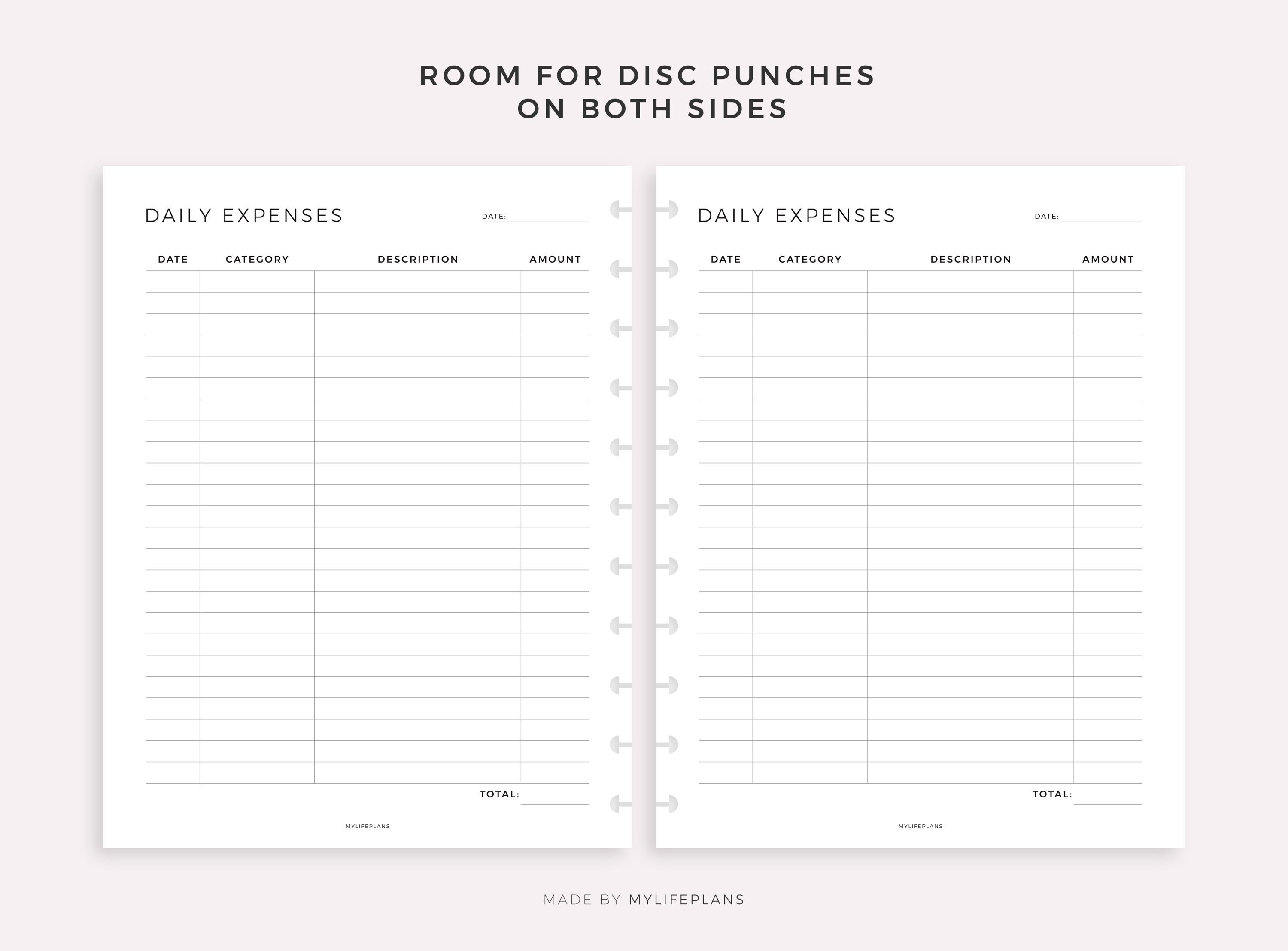 Daily Expenses Tracker, Printable Template for Happy Planner Classic ...
