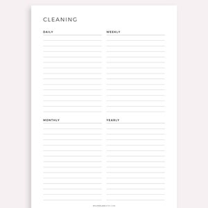 Simple Cleaning Planner Printable, Home or Office Cleaning, Cleaning ...