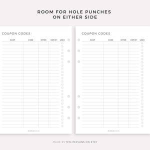 Coupon Codes Tracker Printable, Coupon Organizer, Shop Discount Code ...