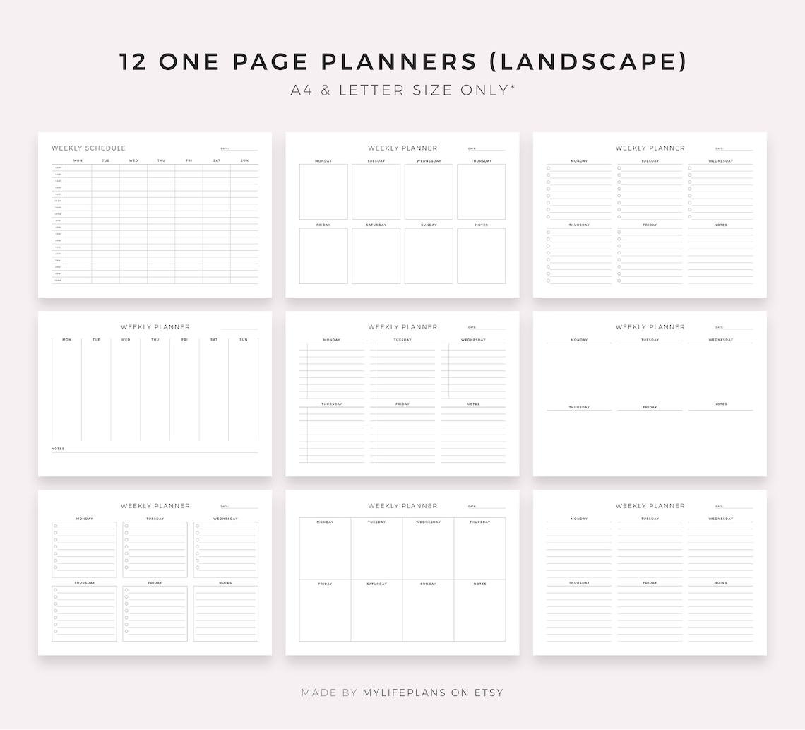 Weekly Planner Inserts Bundle Printable Monday & Sunday - Etsy