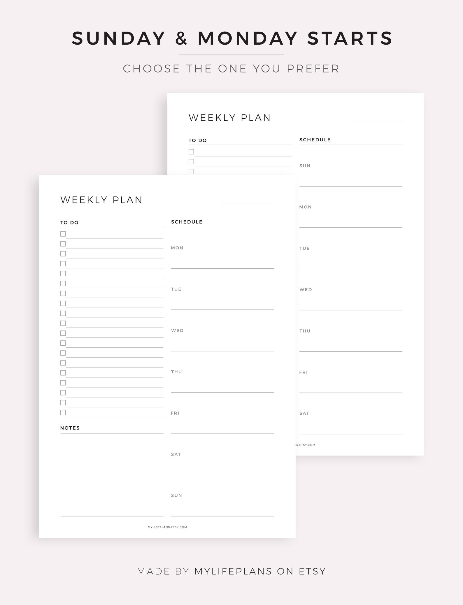 Weekly to Do List Printable, Minimalist Weekly Planner, Weekly Agenda ...