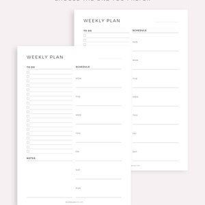 Weekly to Do List Printable, Minimalist Weekly Planner, Weekly Agenda ...