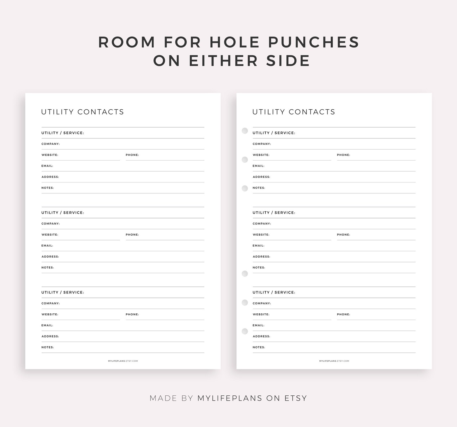 Printable Utility Contacts Template, Service Provider Contact List ...