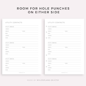 Printable Utility Contacts Template, Service Provider Contact List ...