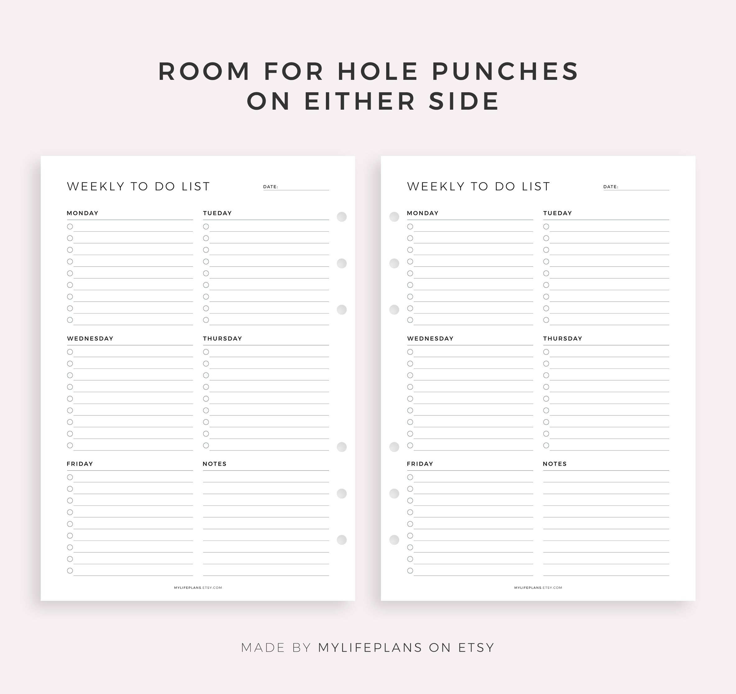 Five Day Week to Do List Printable Minimal Weekly Planner - Etsy