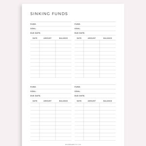 Sinking Funds Tracker Printable, Savings Challenge, Savings Tracker ...