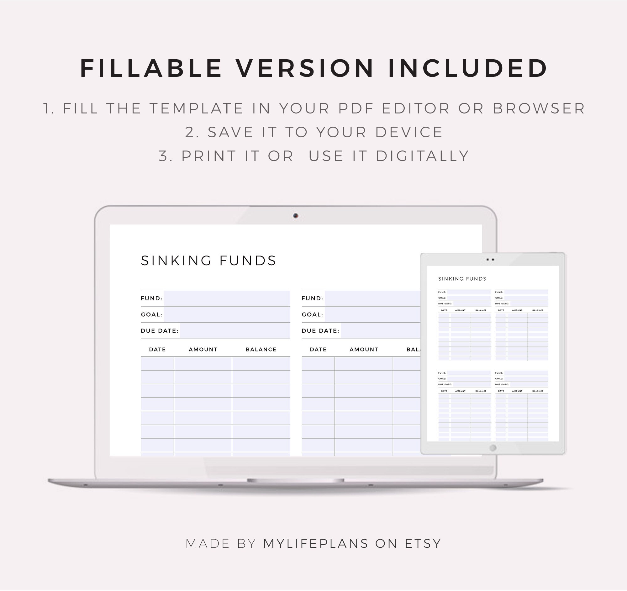 Sinking Funds Tracker Printable, Savings Challenge, Savings Tracker ...