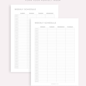 Half Hour Weekly Schedule on 2 Pages, Weekly Planner Printable, Week at ...