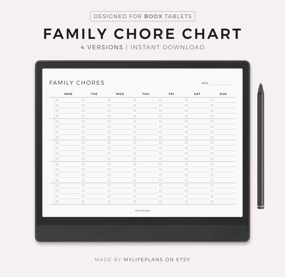 Family Chore Chart for Boox Note Series / Tab Series / Go 10.3 ...