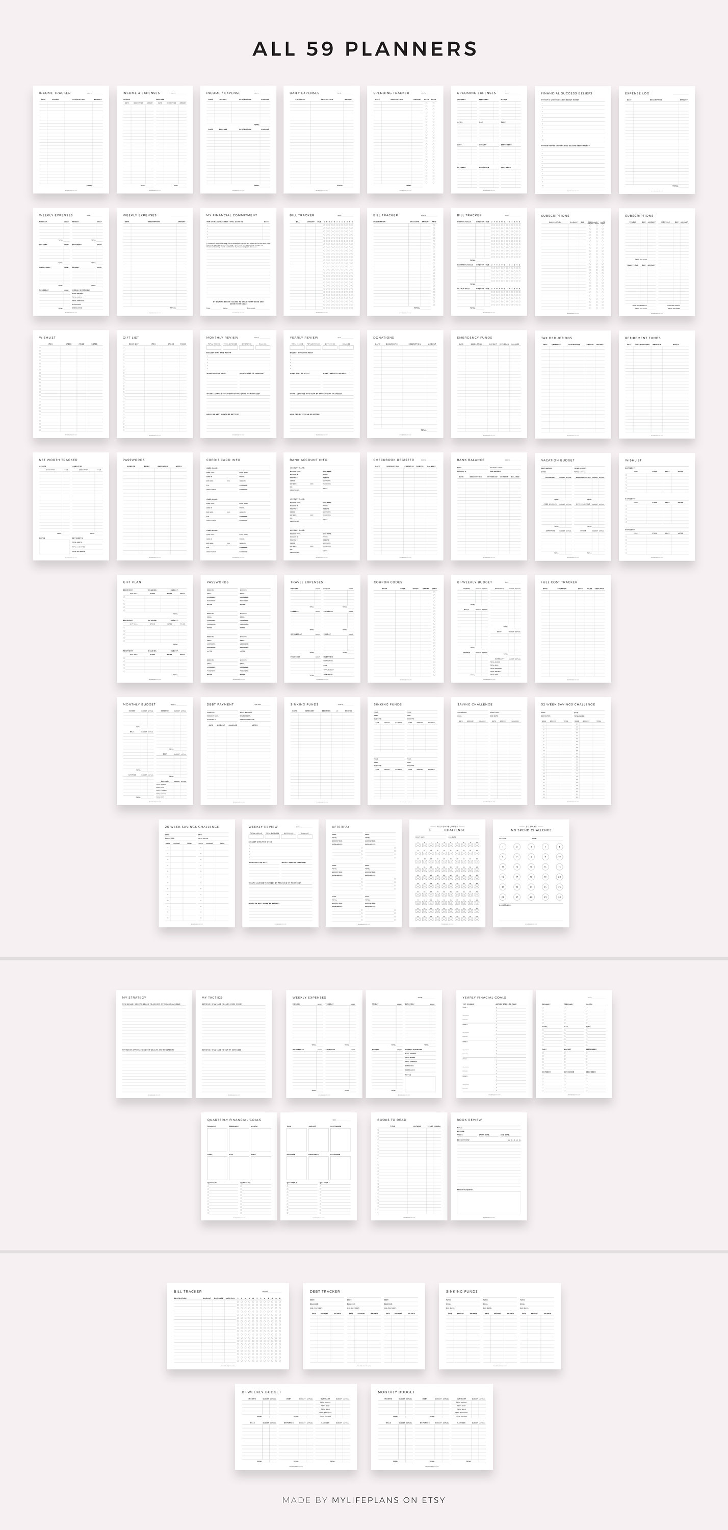 Finance Planners Inserts Bundle Printable, A4/a5/letter/half Letter ...