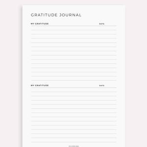 Simple Gratitude Journal Template, Gratitude Notebook, Gratitude Diary ...