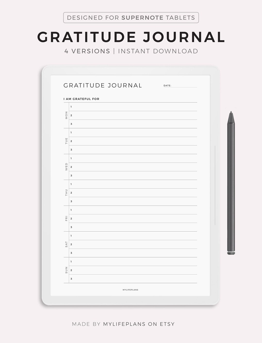 Weekly Gratitude Journal for Supernote A5X2/A5X/A5/A6X2/A6X/A6 ...