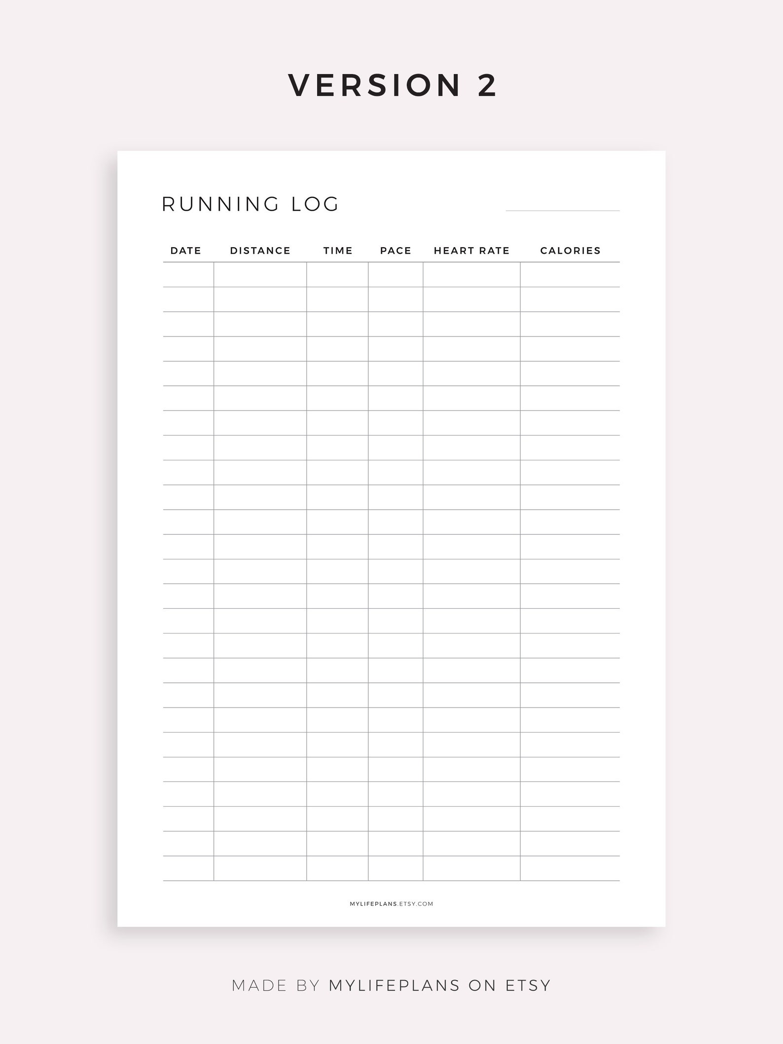 Printable Running Log Template, Running Tracker, Cardio Training Log ...