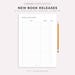 New Book Releases Tracker Printable, Books to Buy Reminder, Upcoming ...