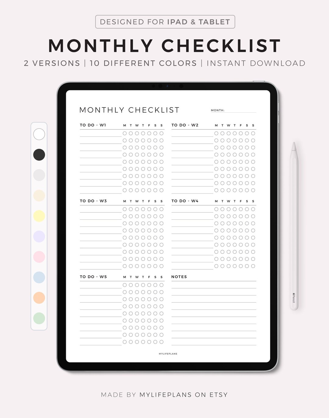 Digital Monthly Checklist Template Monthly to Do List Task - Etsy