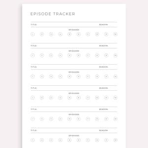 TV Episode Tracker Printable, Series Tracking, Watching Log, Television ...