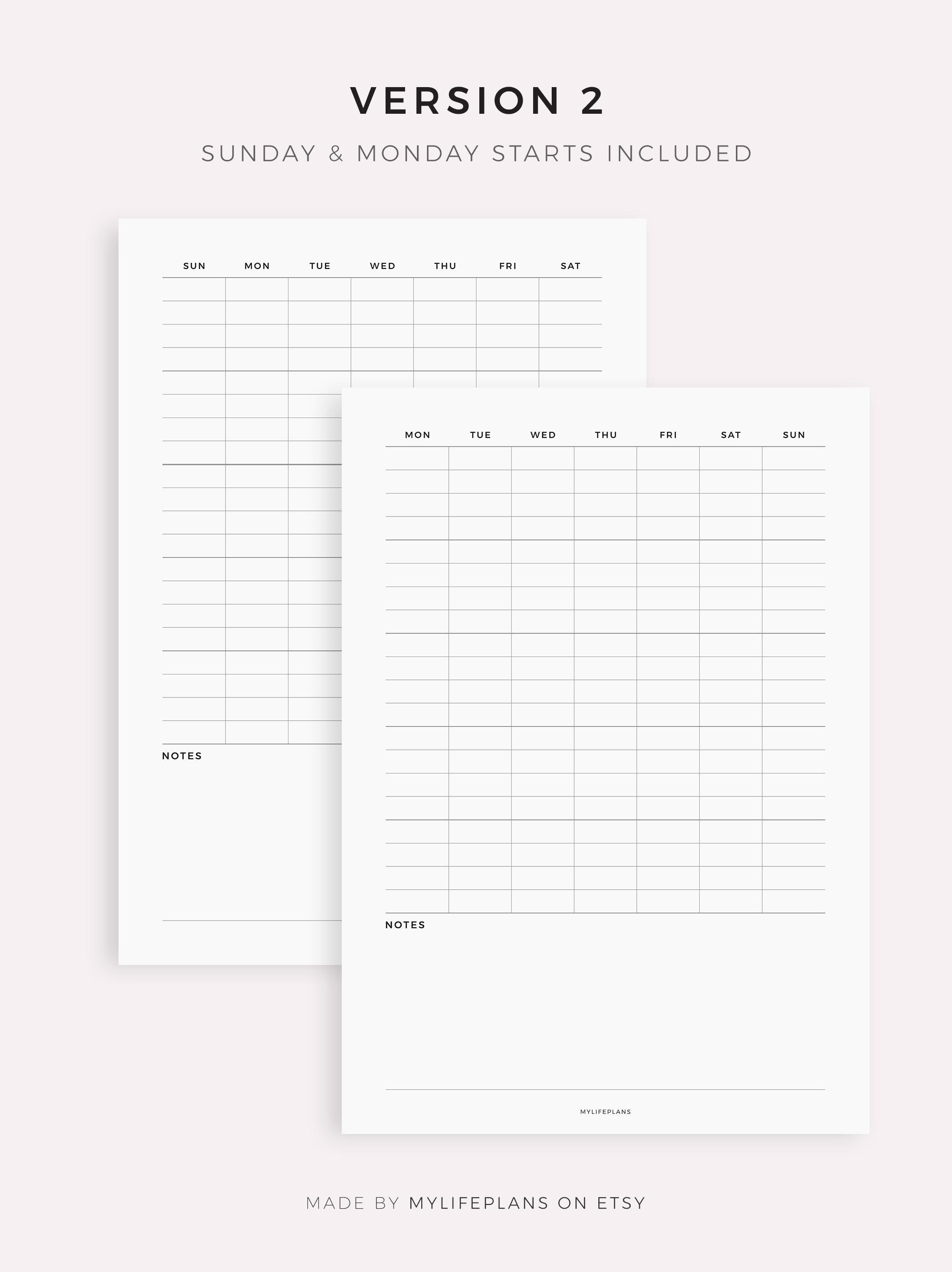 Blank Monthly Calendar for Kindle Scribe, Instant Download - Etsy