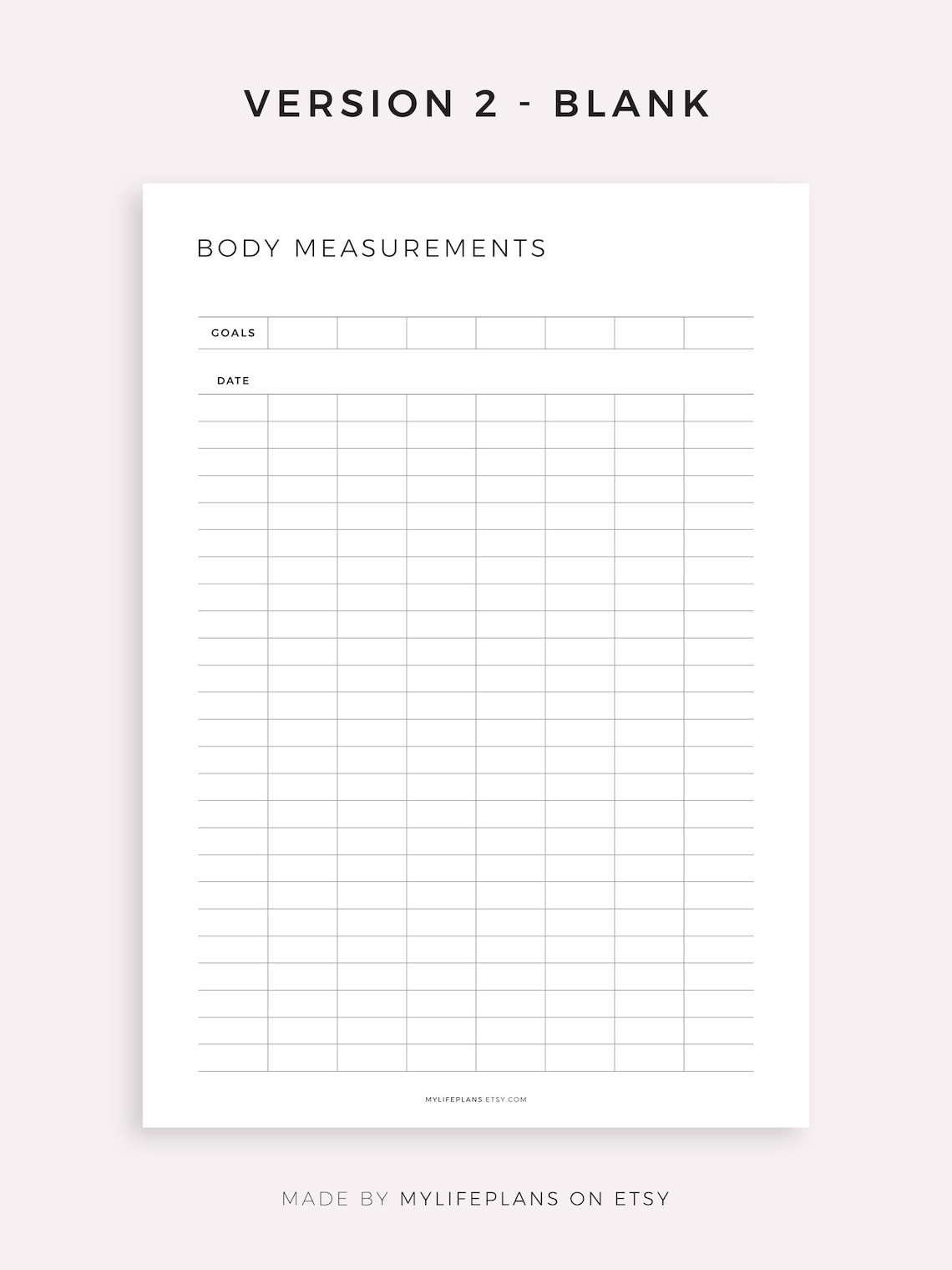 Body Measurements Tracker Printable Fitness Progress Sheet - Etsy