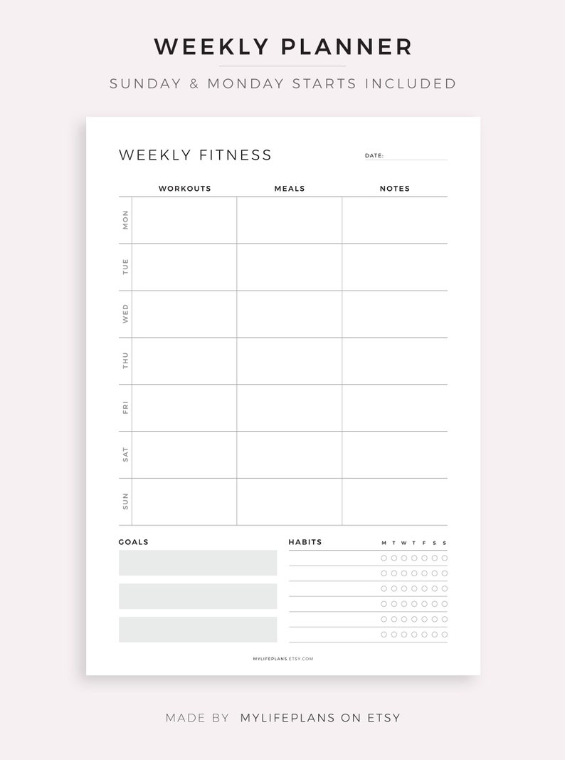 Fitness Planner Set - Plan Your Workouts, Meals, Vitamin Intake, Water ...