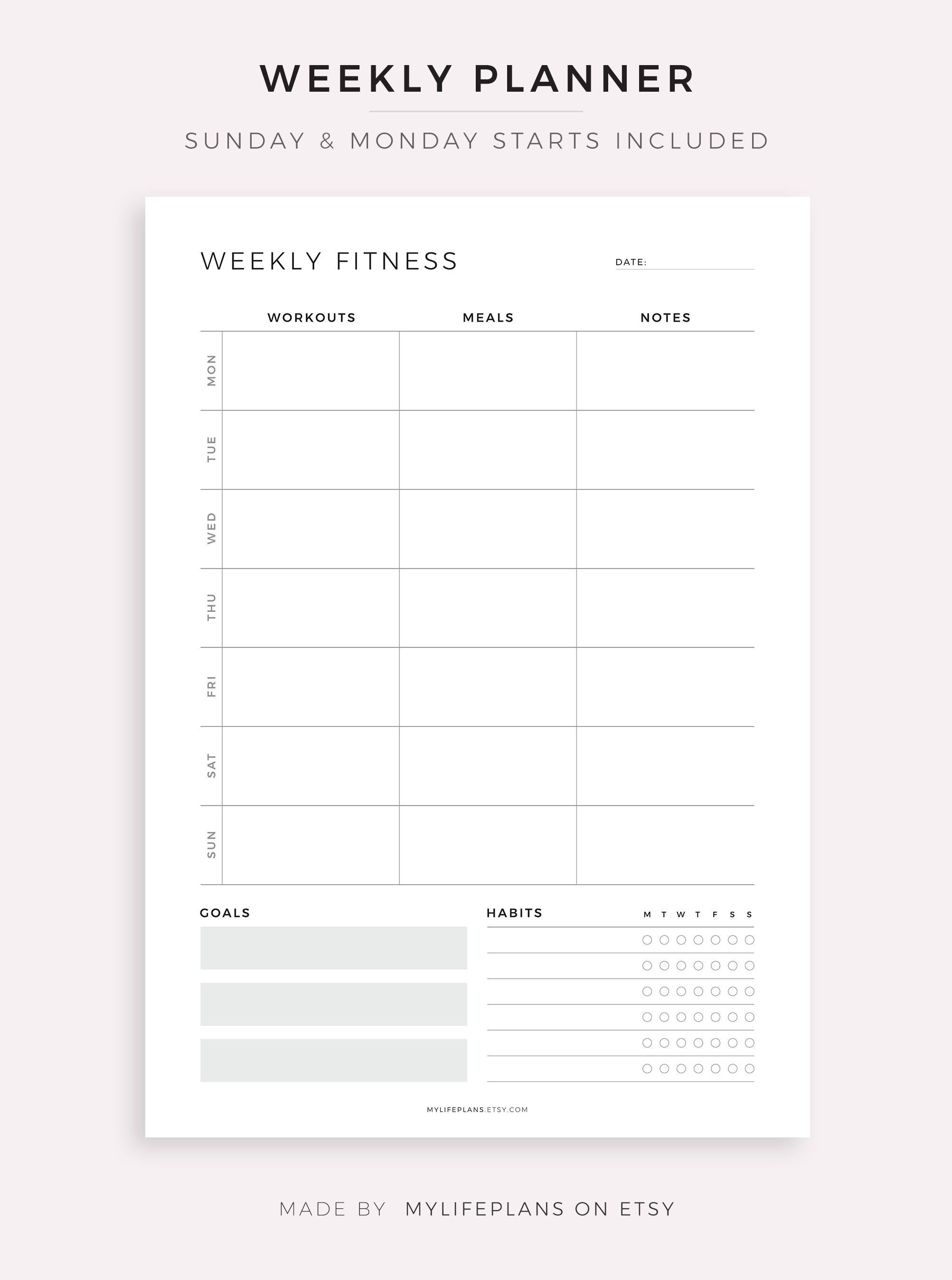Fitness Planner Set - Plan Your Workouts, Meals, Vitamin Intake, Water ...