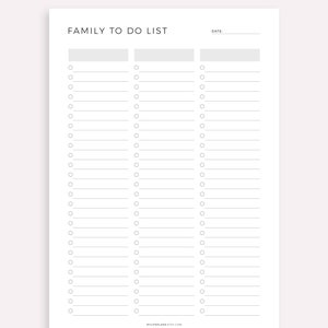 Family to Do List Printable Template, Tasks for Family Members, Family ...