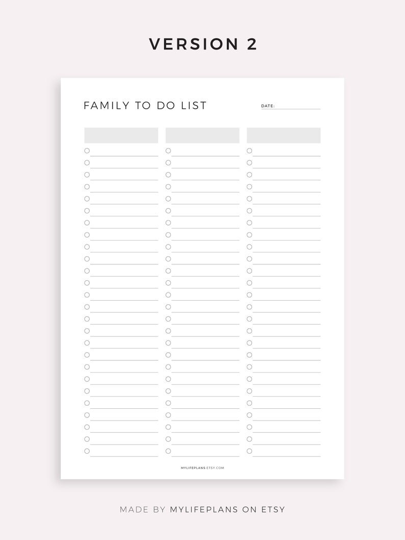 Family to Do List Printable Template Tasks for Family - Etsy UK