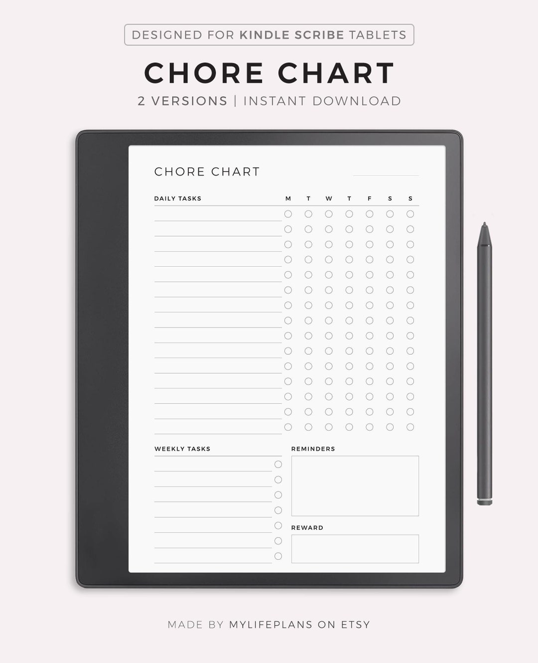 Chore Chart for Kids and Adults, Responsibilities Chart, Compatible ...