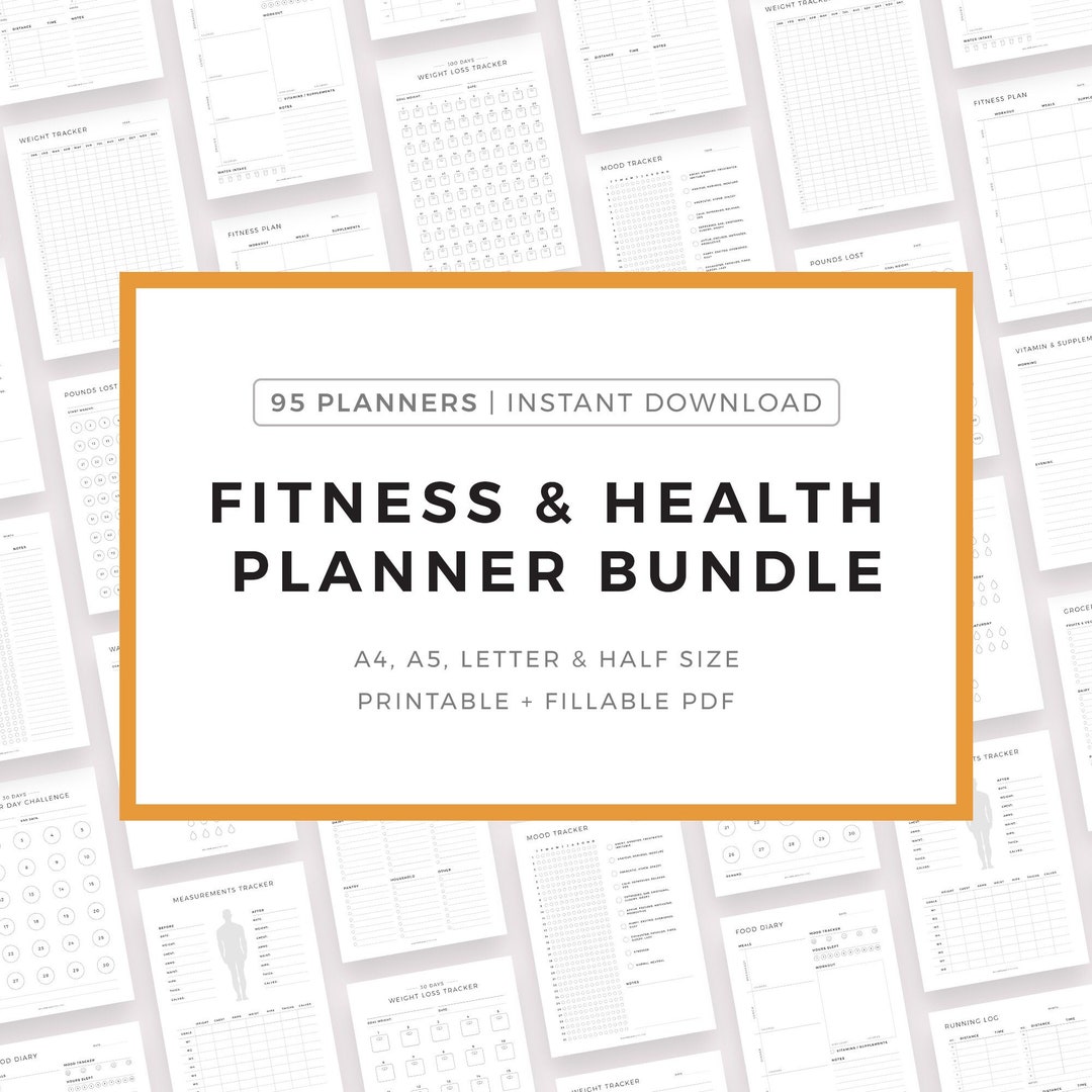 Fitness, Diet & Health Planner Inserts Bundle, A4/a5/letter/half Letter ...